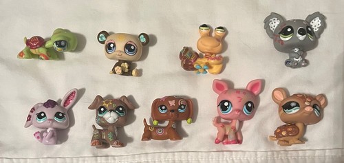 Littlest Pet Shop LPS Lot of 9 Animals (all have fun designs or glitter ...