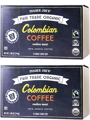 2 Packs Trader Joe's Organic Colombian Coffee Fair Trade 12 Cups 5.08 ...