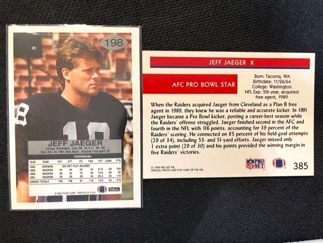 NFL - Jeff Jaeger 1992 Fleer & 1992 Pro Set Pro Bowl - Raiders | eBay