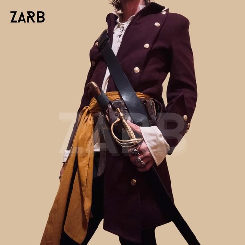 Burgundy Pirate Captain Coat | Steampunk Renaissance Jacket | Costume ...
