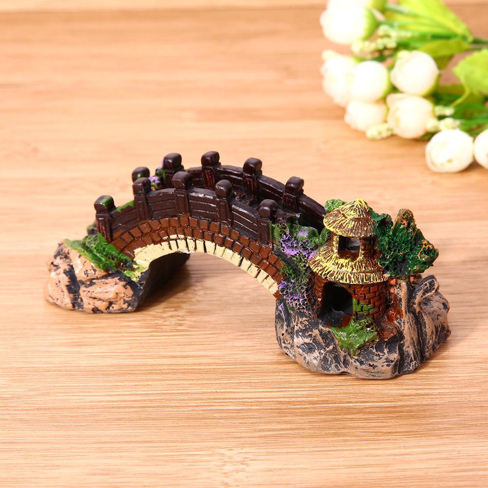 Aquarium Decoration Fish Tank Bridge Landscape Ornament Pavilion Tree ...