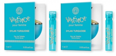 2 Vials Samples VERSACE DYLAN TURQUOISE for Women 0.03 oz Eau de ...