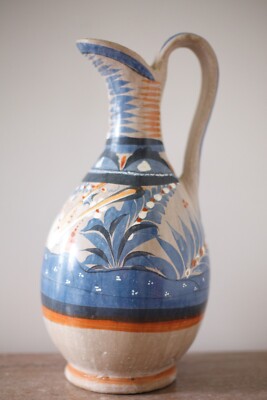Vintage Mexican Pottery Pitcher Blue With Birds | eBay