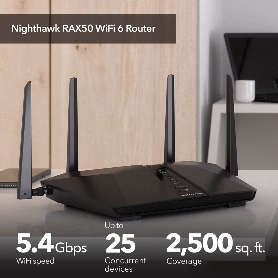 NETGEAR Nighthawk 6-Stream AX5400 WiFi 6 Router (RAX50) - AX5400 Dual ...