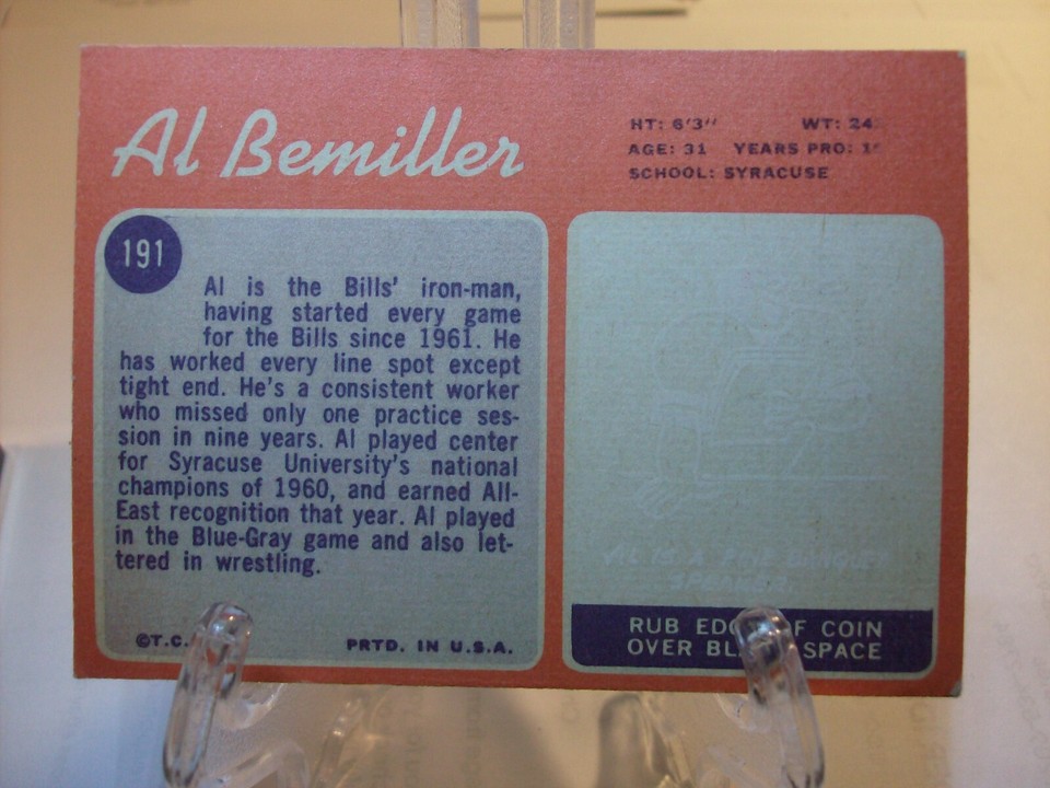1970 Topps Football Card #191 Al Bemiller (84923) | eBay