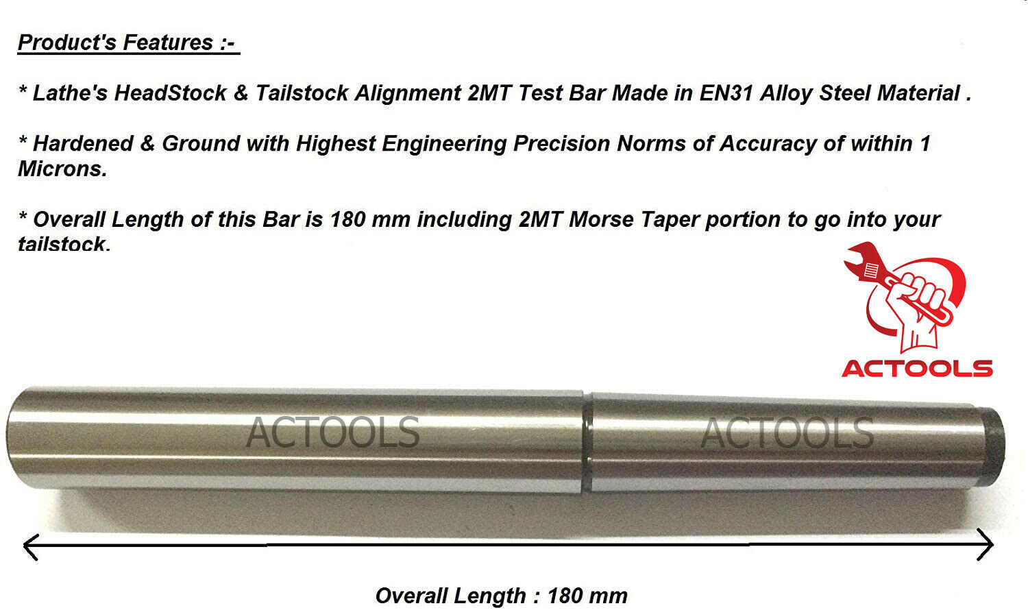 Lathe Alignment Test Bar Shank Size 1MT, 2MT, 3MT, 4MT, 5MT, 6MT USA ...