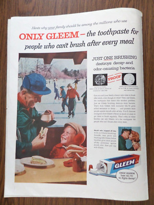 1957 Gleem Toothpaste Ad Ice Skating Theme | eBay