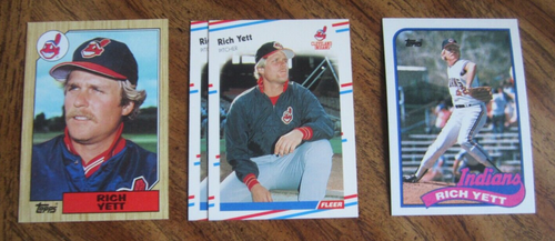 Rich Yett Lot of 4 Trading Cards w/1 ROOKIE MLB Baseball Cleveland ...