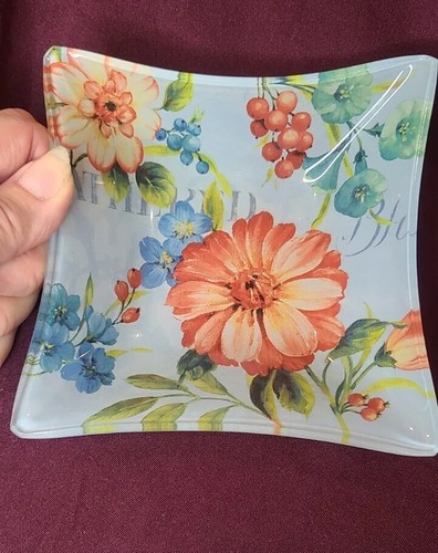 Prima Design Glass Floral Bowl-Trinket dish | eBay