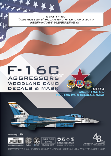 1/48 F-16C Aggressors Polar Splinter Woodland Camo Decal&Mask for ...