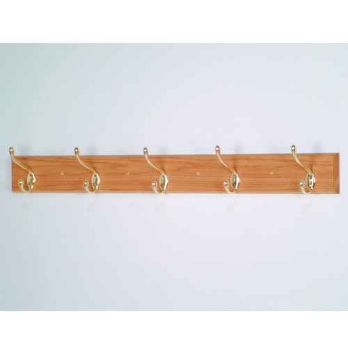 Wooden Mallet 5 Hook Coat Rack Brass/Light Oak | eBay