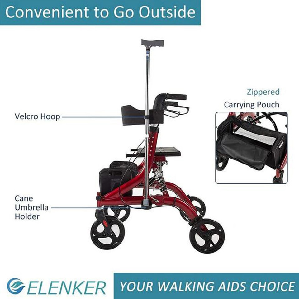 Medical Aid Euro Fold Rollator Walker for Senior Adult Stand up ...