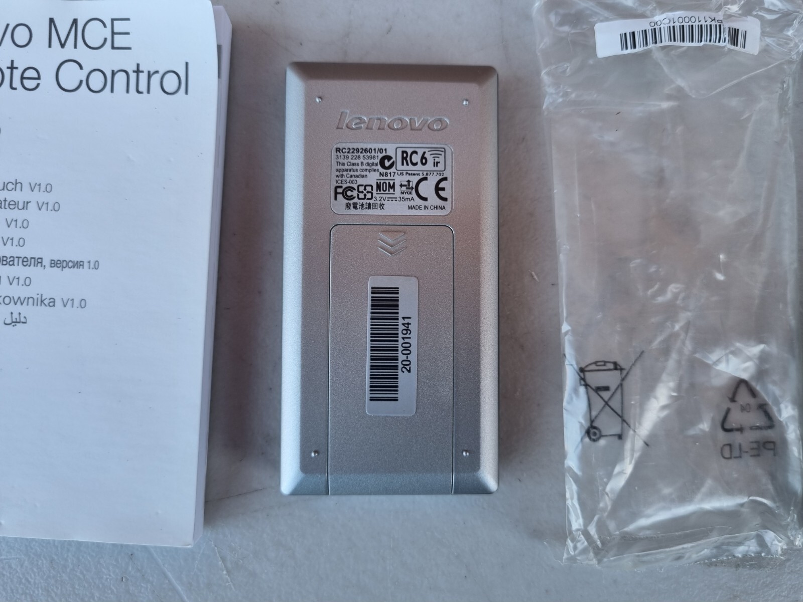 New Lenovo RC2292601/01 MCE remote control. Lenovo MCE Remote Control ...