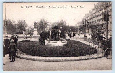 DIJON Place Darcy Fontaine Jeunesses et Statue de Rude FRANCE Postcard ...