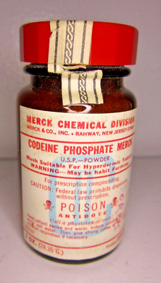 EMPTY Merck Codeine Stock Bottle Apothecary Jar Poison Narcotic ...