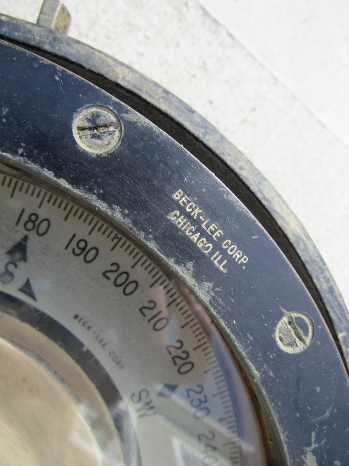 LARGE antique compass 1942 US NAVY WW2 WWII battleship boat ship BECK ...