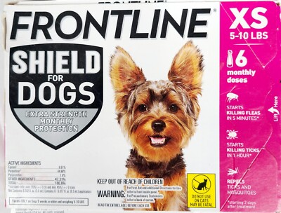 FRONTLINE Shield for Dogs Flea & Tick Treatment 5-10 lbs, - Pack of 6 ...