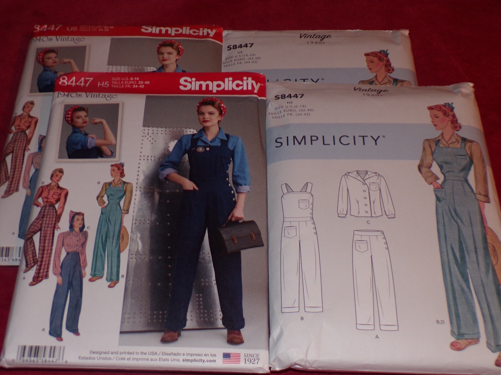 🌺 SIMPLICITY #3322 /#8447 - LADIES ROSIE THE RIVETER OVERALLS PATTERN 6 ...