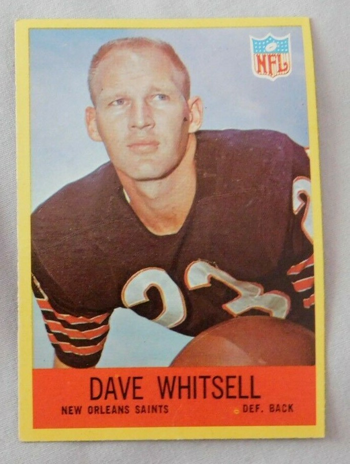 1967 Philadelphia #130 Dave Whitsell New Orleans Saints Football Card ...