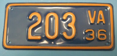 rare 1936 Virginia motorcycle License Plate professionally restored | eBay
