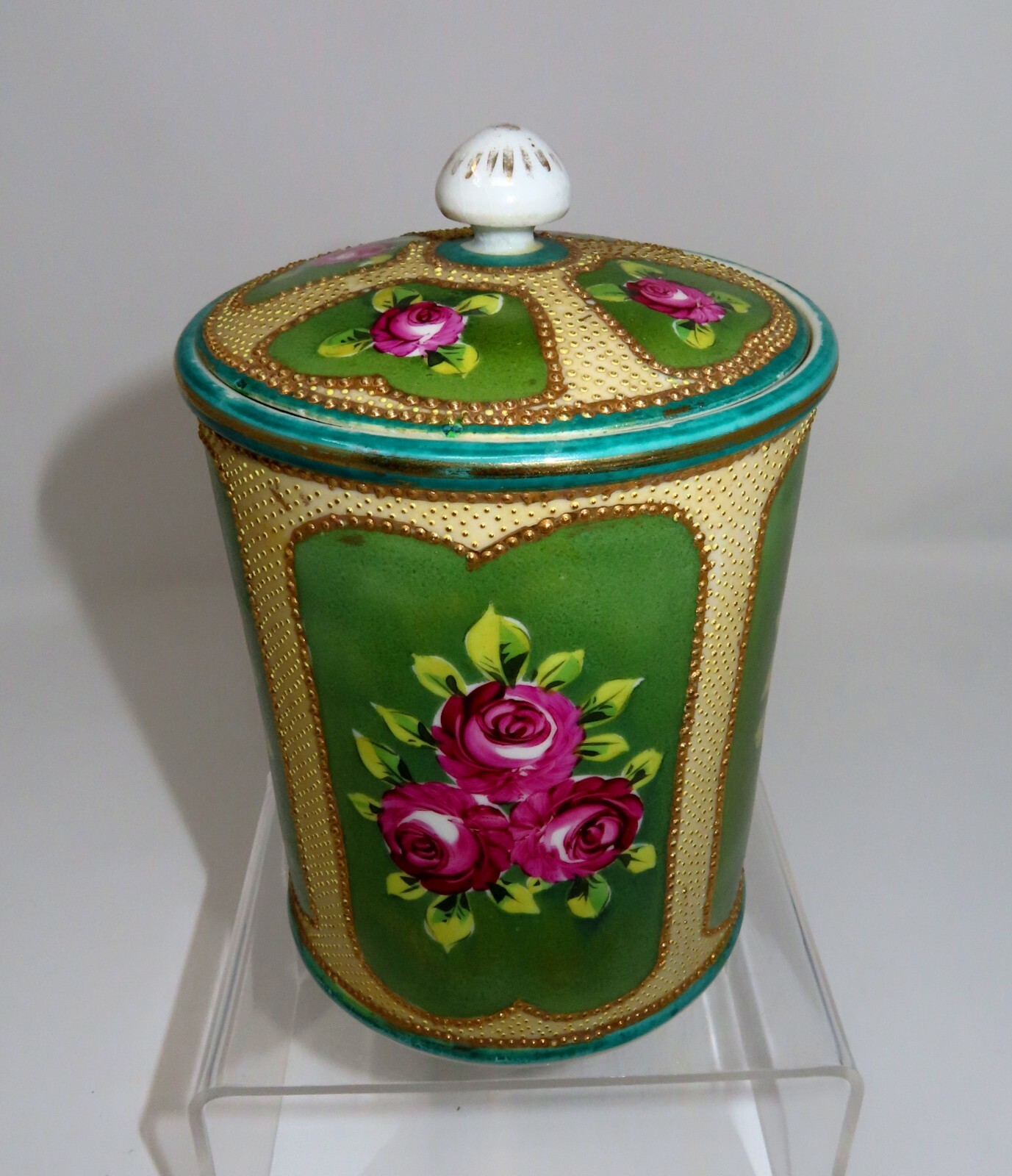 RARE Nippon Tea Caddy, Hand Painted, Moriage 1800's, love the ROSES! | eBay