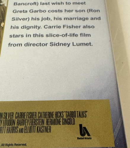 Garbo Talks DVD Anne Bancroft Ron Silver Carrie Fisher 2010 Full Screen ...