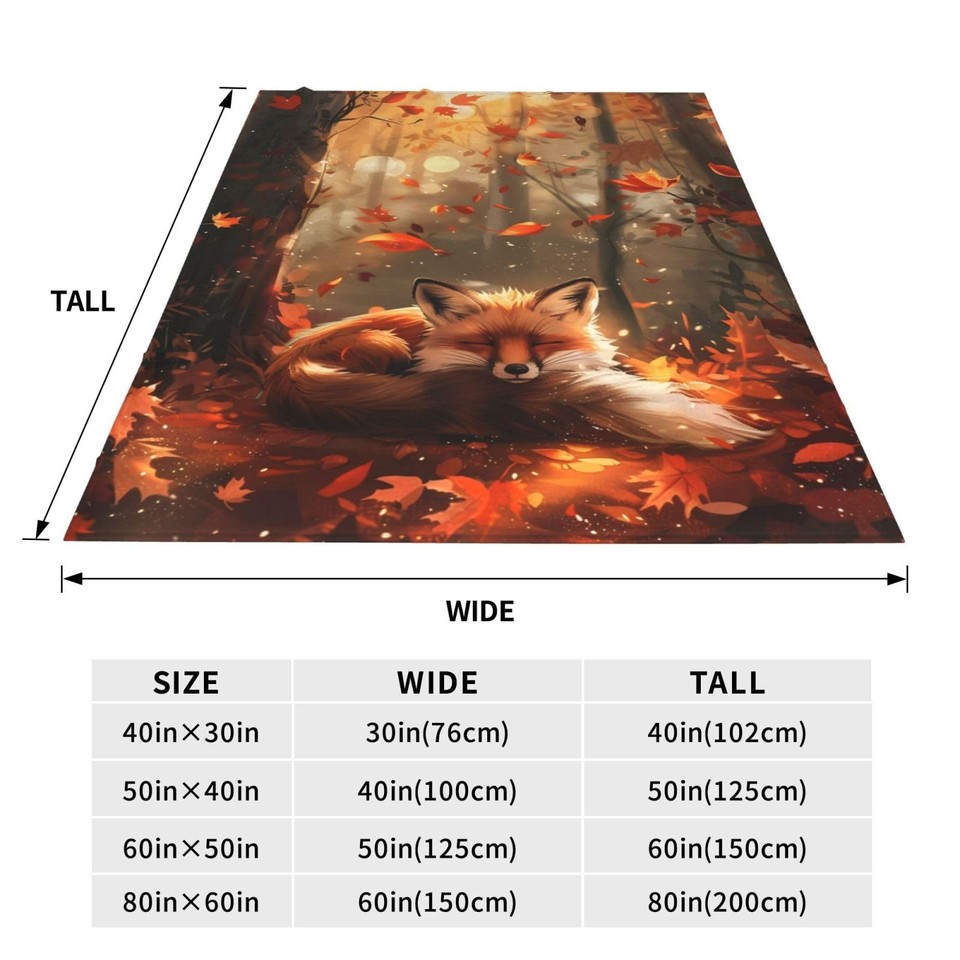 Cute Fox Throw Blanket - Forest Fox Decor, Super Warm Soft Plush Fleece ...