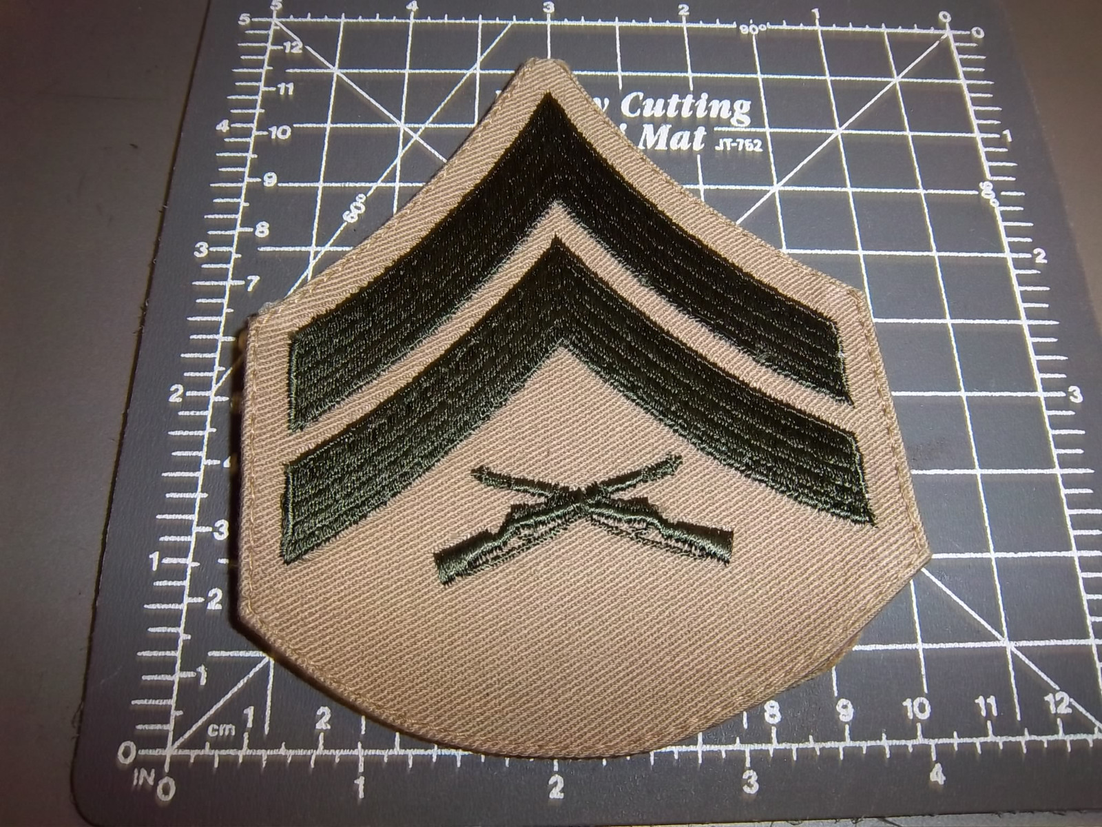 U.S. Corporal Embroidered Patch, Olive on khaki, 2 Stripes, crossed ...