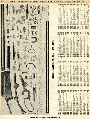 1957 Print Ad of Marlin Model 36 36A 1936 1893 Rifle Parts List | eBay