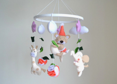 Baby mobile for girl, baby nursery mobile, animals baby first toy ...