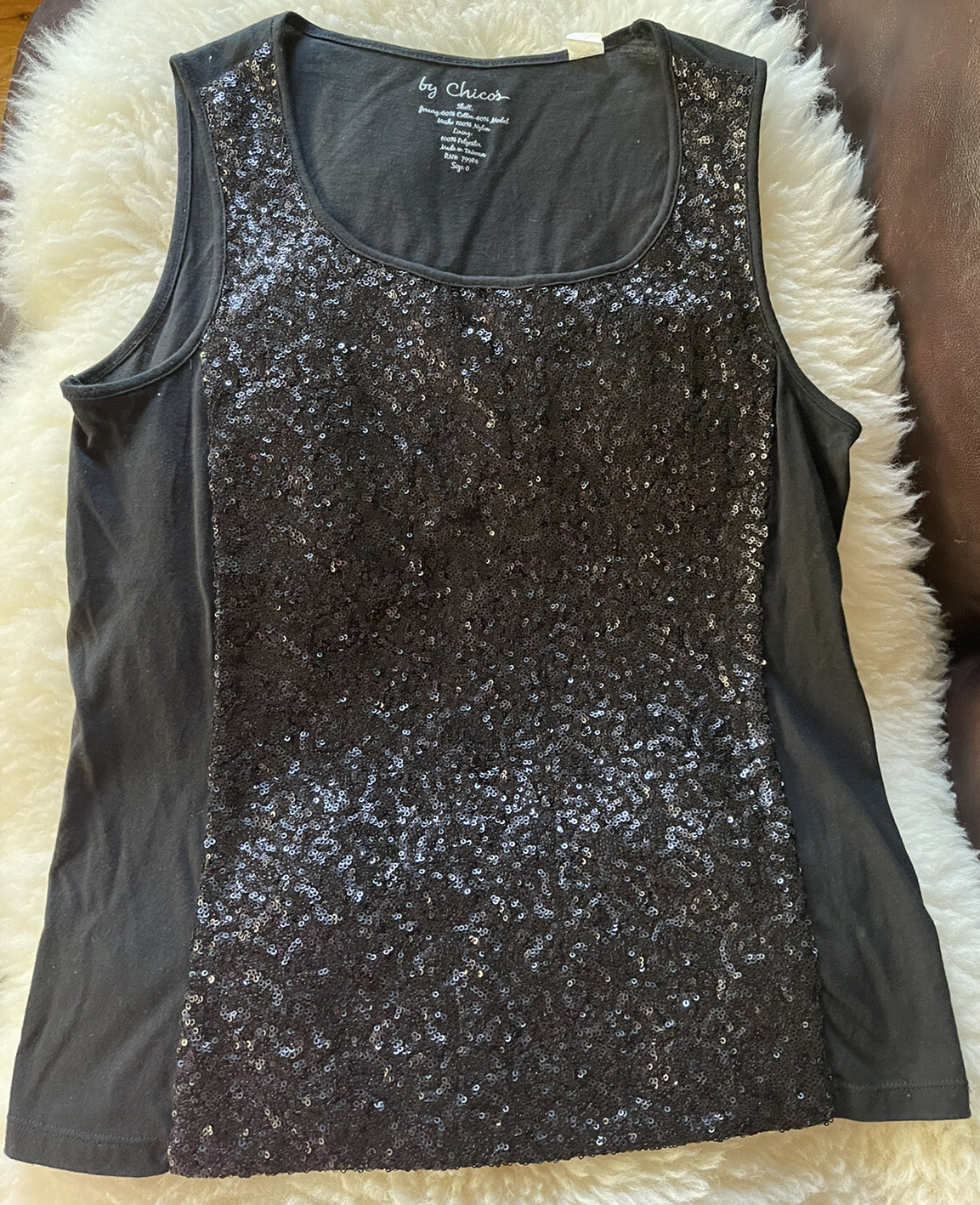 by Chico's 2 Knit Sequin Tank Top Black Size 0 | eBay