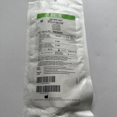 RSS602 FR. 6 SHEATH INTRODUCER 9FR 10CM 2.5CM DILATOR .038IN GUIDEWIRE ...