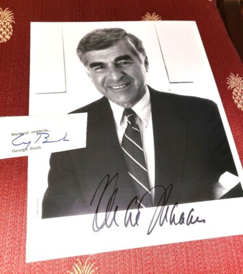 GEORGE H. W. BUSH and MICHAEL DUKAKIS Autographs 1988 Presidential ...