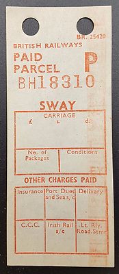 GB Railway Stamp: British Rail Paid Parcel Label Unused, From Sway ...