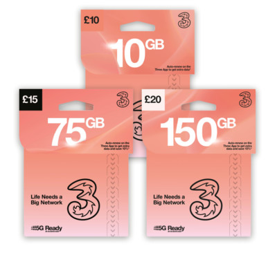 Three SIM Card 4G 5G PAYG Nano/Micro/Standard TRIO Pay As You Go 3 ...
