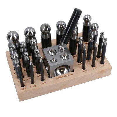 Steel Doming Block and Punch Set Craft Dapping Jewellery Shaping Kit ...