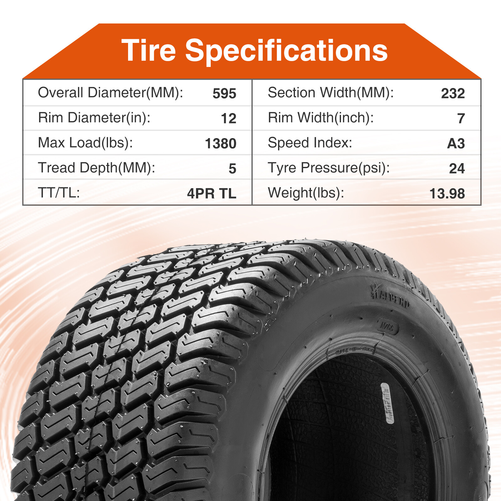Set 2 23x9.50-12 Lawn Mower Tires 4Ply 23x9.5x12 Garden Tractor Lawn ...