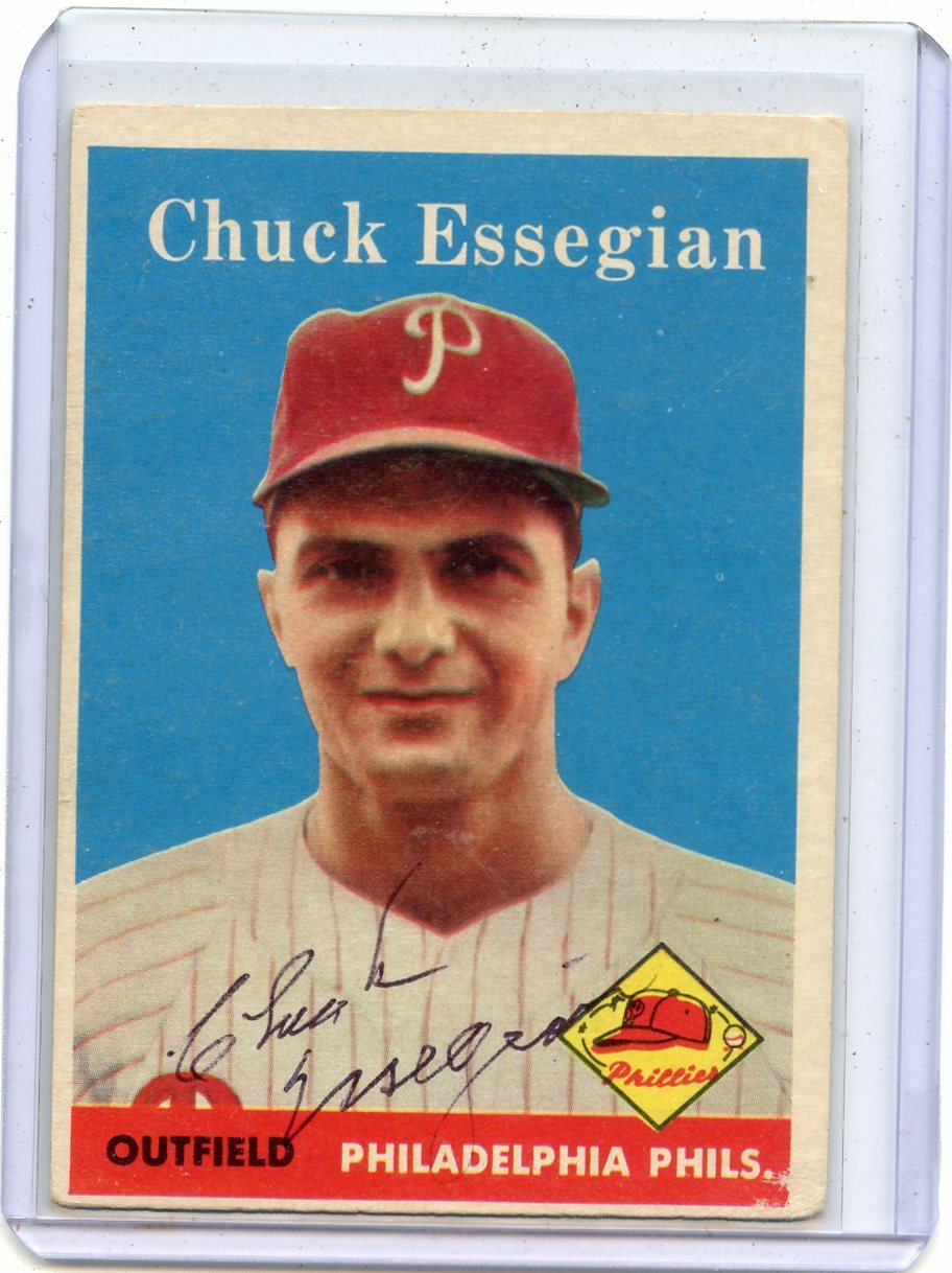 1958 TOPPS BASEBALL #460 CHUCK ESSEGIAN AUTOGRAPH, PHILADELPHIA ...