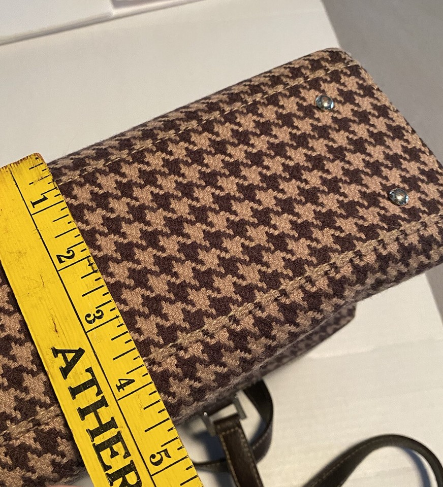 VINTAGE Lauren By Ralph Lauren Brown Houndstooth Purse W Logo Charm ...