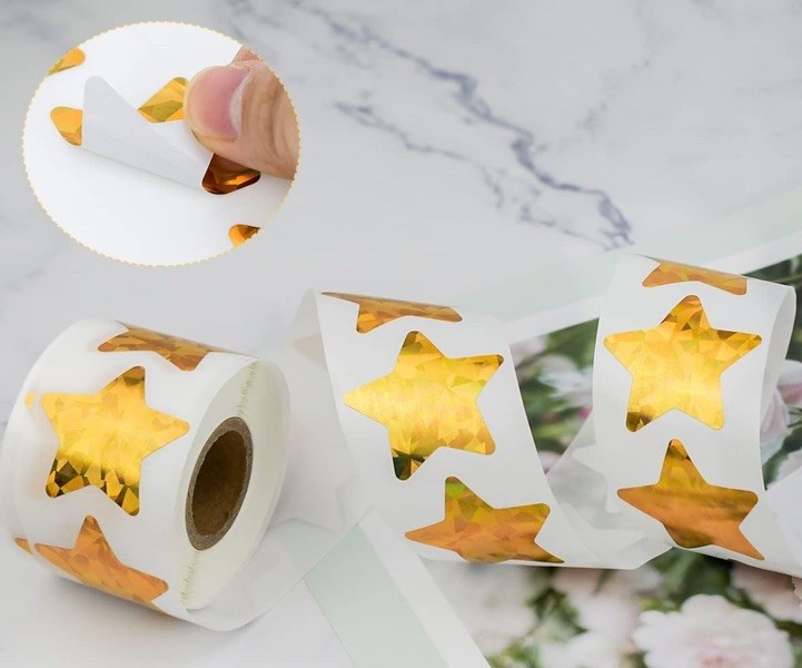 500 pcs / 1 Roll Holographic Gold Stars Stickers, 1.5” Self Adhesive | eBay