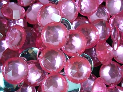 Sew-on Gems 16mm Round Pink 80pc DIY Crafts Jewellery Sewing Costume ...