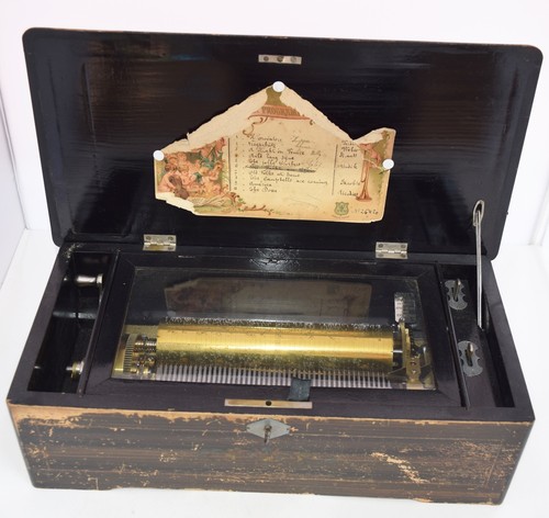 Antique 1886 music box Jacot 10 melodies large wood case recently ...