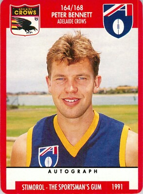 1991 ADELAIDE CROWS AFL Card PETER BENNETT Scanlens | eBay