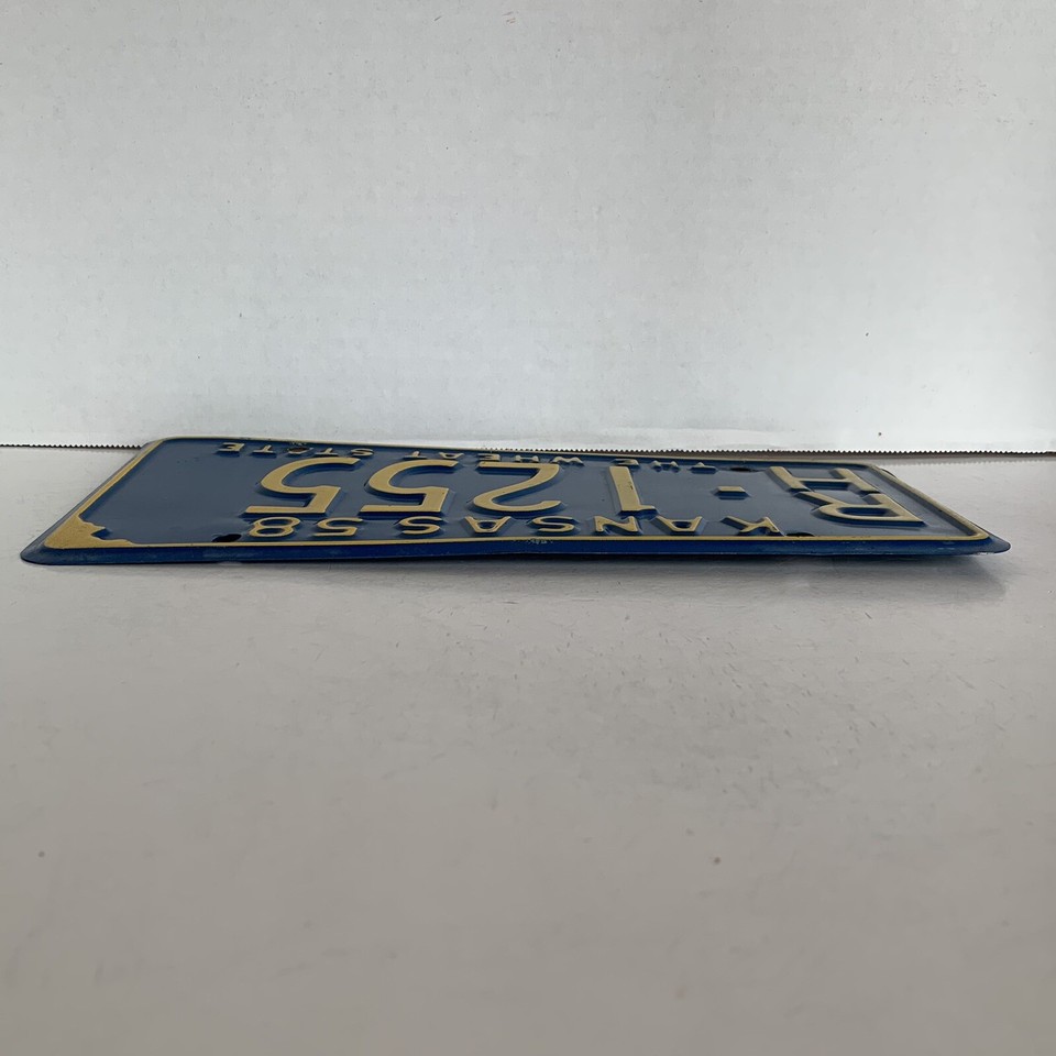 1958 Kansas License Plate 1255 Rush County RH Collector Man Cave Garage ...