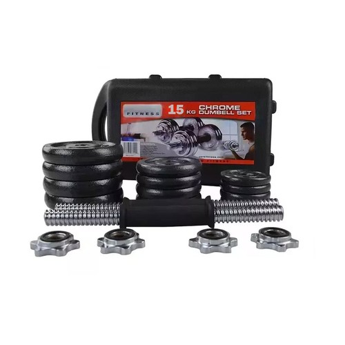 15kg Adjustable Dumbbells Set Cast Iron Weight Barbell Set Men Women ...