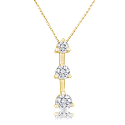 1.00ctw Diamond Three Stone Snow Pendant in 14k Yellow Gold | eBay