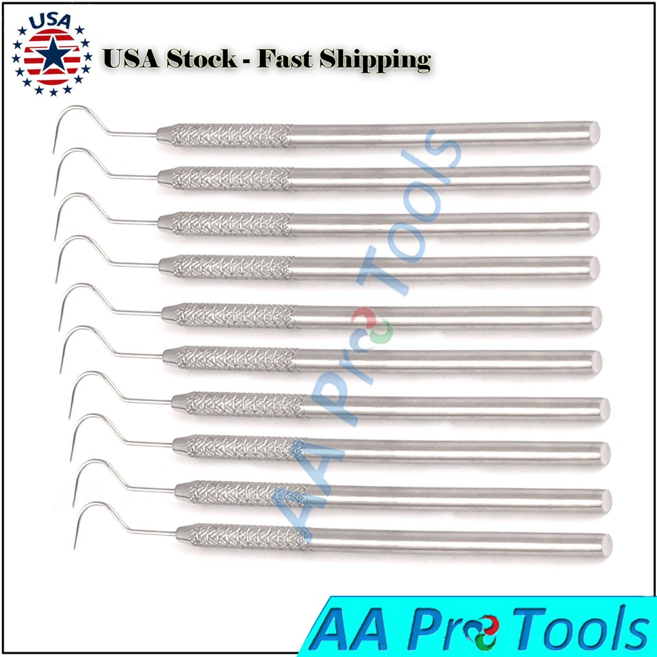 10 Pcs Single Ended Dental Explorer #23 Shepherds Hook Probe Surgical ...