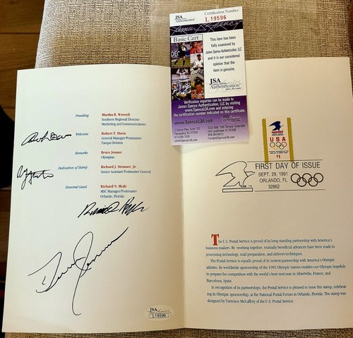 1991 Signed Bruce Jenner w/JSA USPS First Day Issue Stamp Card 92 ...