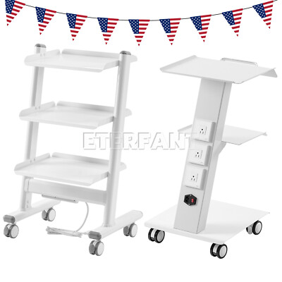 3 Layers Dental Medical Trolley Cart Mobile Instrument Tool with Built ...