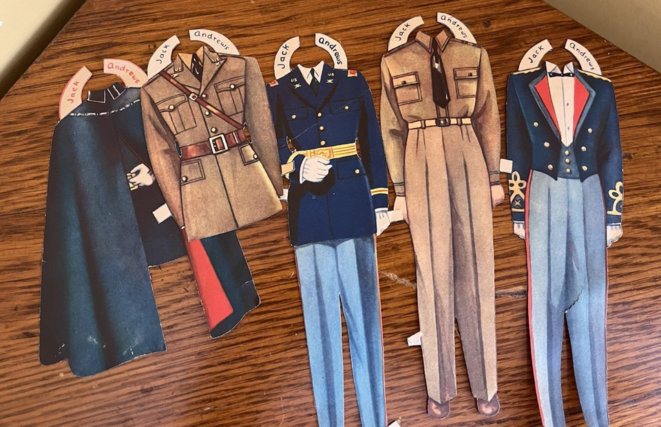 Vintage Lot of 13 Male Military Paper Doll Uniforms all w/names of 5 ...